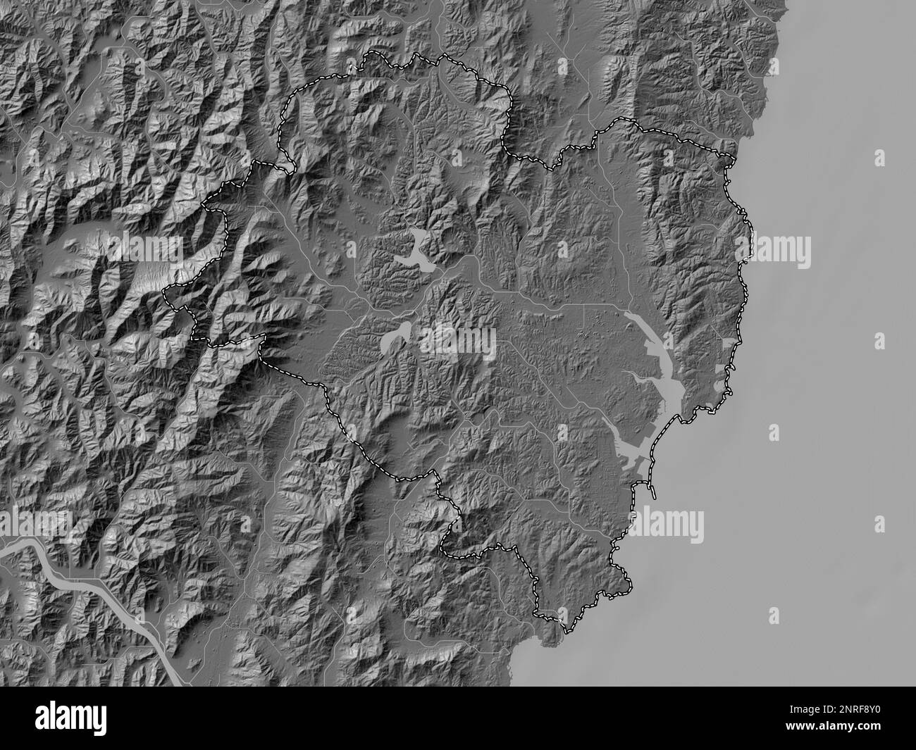 Ulsan, metropolitan city of South Korea. Bilevel elevation map with ...