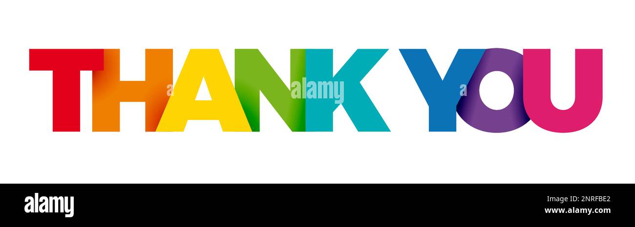 The word Thank you. Vector banner and logo with colorful text Stock ...