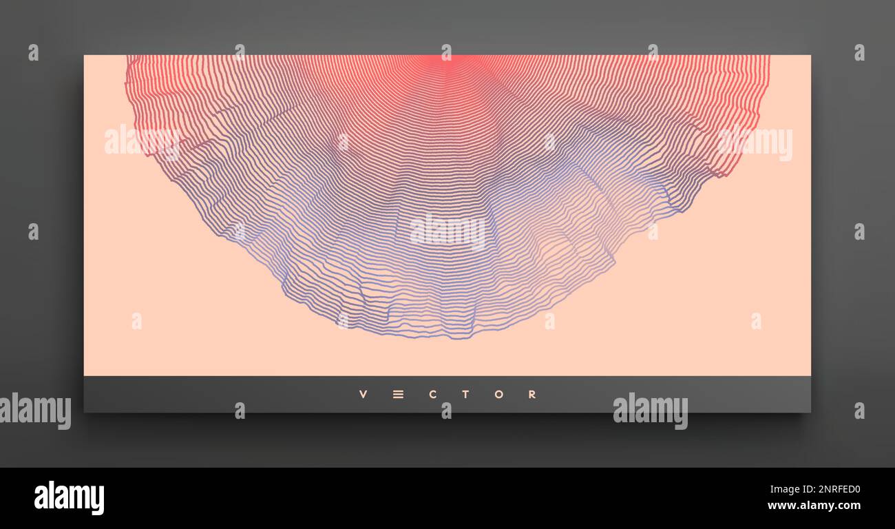 Cover design template. Abstract background with dynamic particles. Circular grid pattern. 3d ...