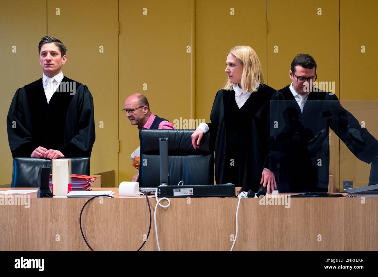 Schweinfurt, Germany. 27th Feb, 2023. Judge Claudia Guba (2nd r) takes ...