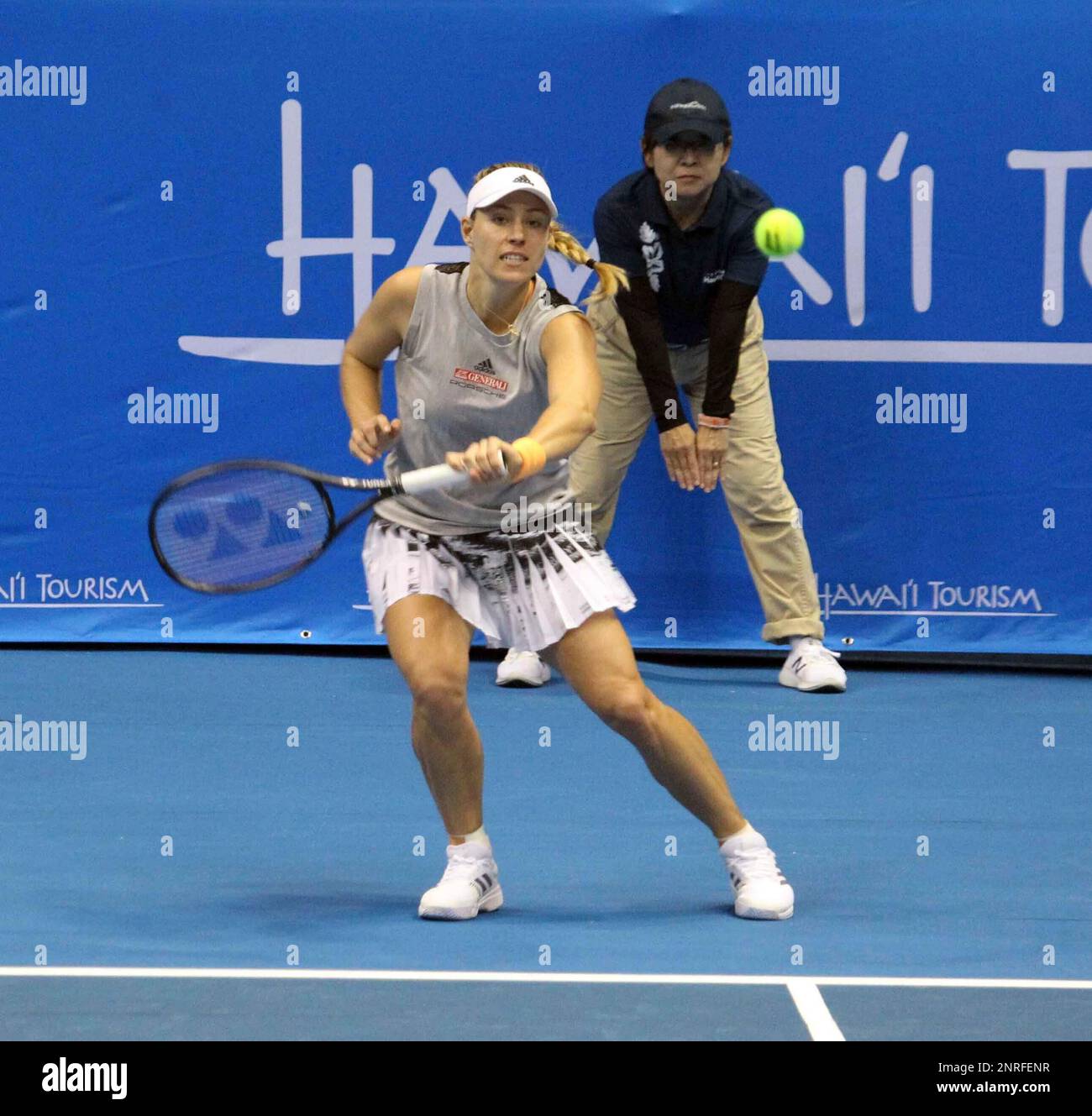 December 27, 2019 - Misaki Doi hits a return shot at the Hawaii Open ...