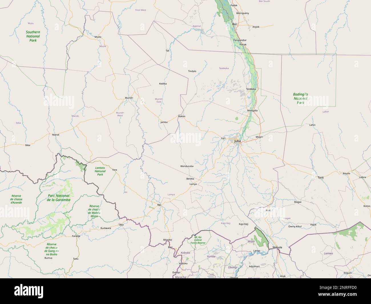 Central Equatoria, state of South Sudan. Open Street Map Stock Photo ...