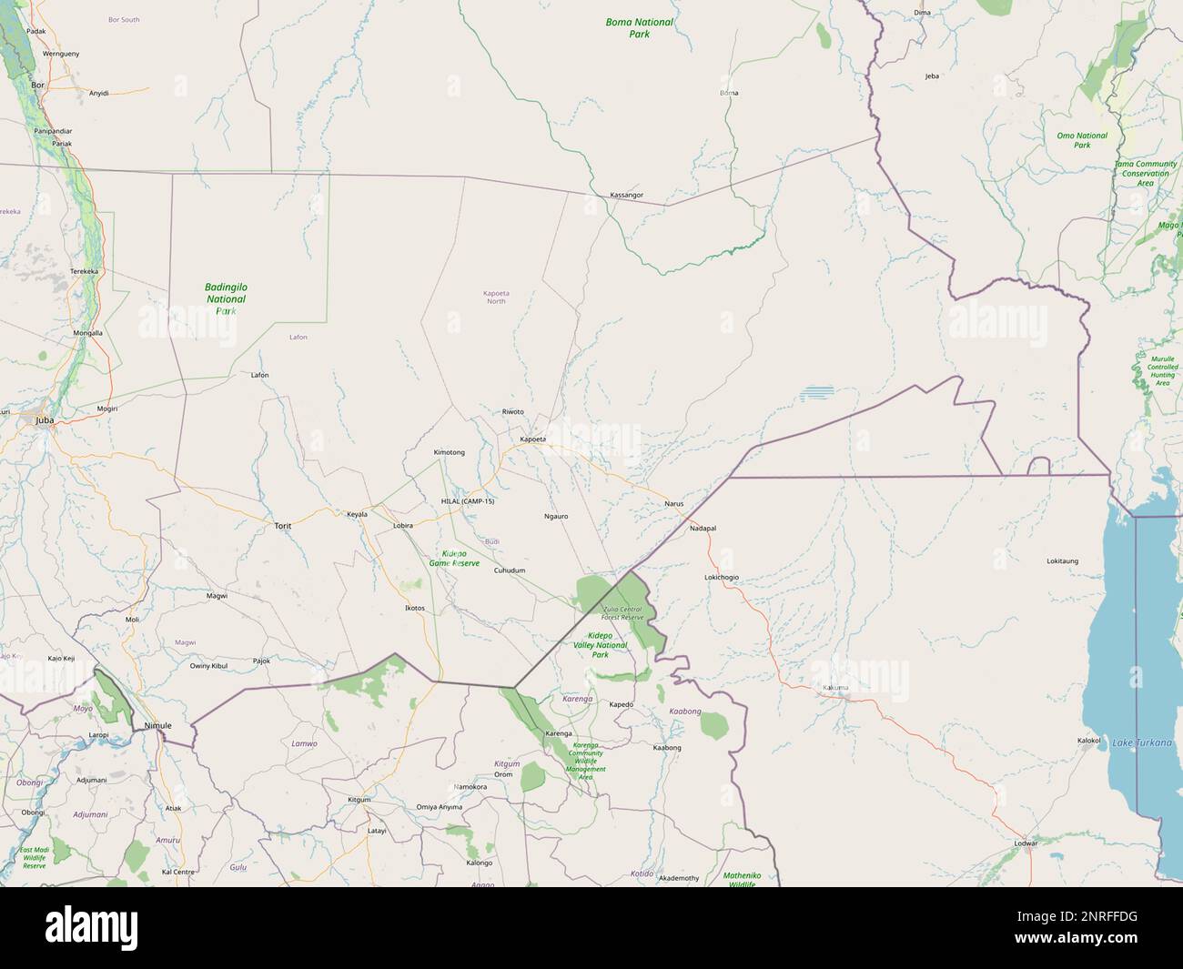 Eastern Equatoria, state of South Sudan. Open Street Map Stock Photo ...