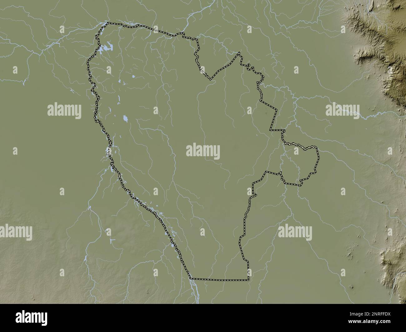 Jonglei, state of South Sudan. Elevation map colored in wiki style with ...