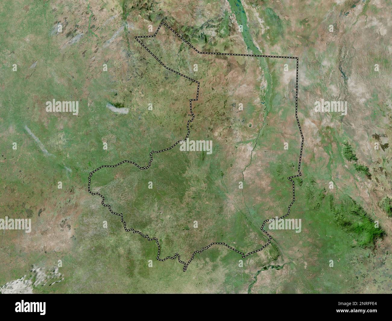 Central Equatoria, state of South Sudan. High resolution satellite map ...