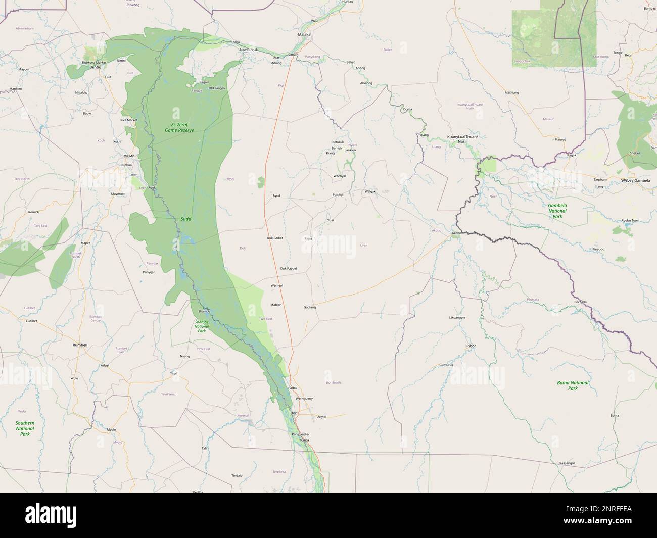 Jonglei, state of South Sudan. Open Street Map Stock Photo - Alamy