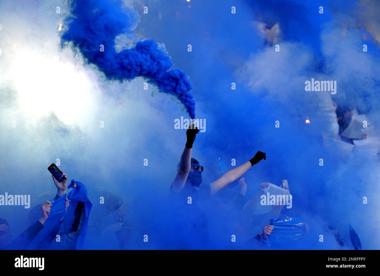 Rangers fans set of smoke flares ahead of the Viaplay Sports Cup Final ...