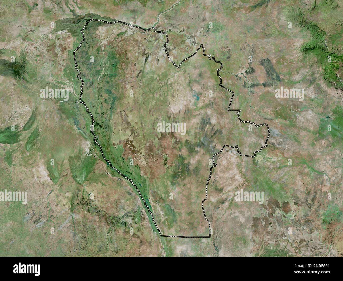 Jonglei, state of South Sudan. High resolution satellite map Stock ...