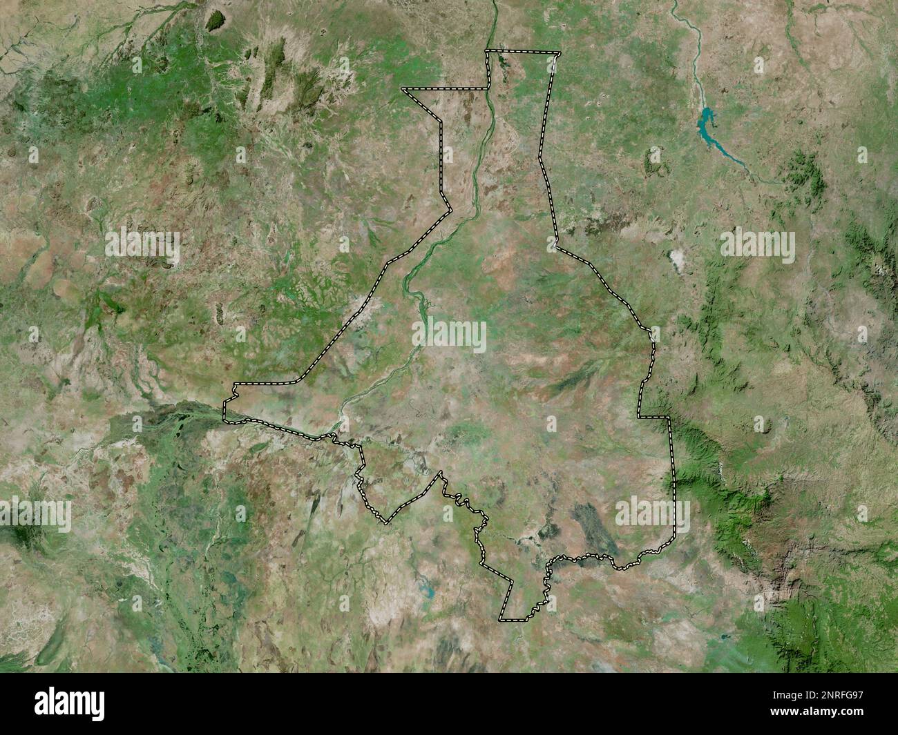 Upper Nile, state of South Sudan. High resolution satellite map Stock ...