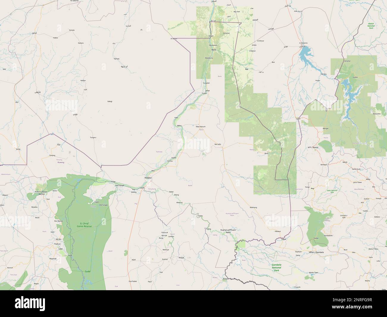 Upper Nile, state of South Sudan. Open Street Map Stock Photo - Alamy