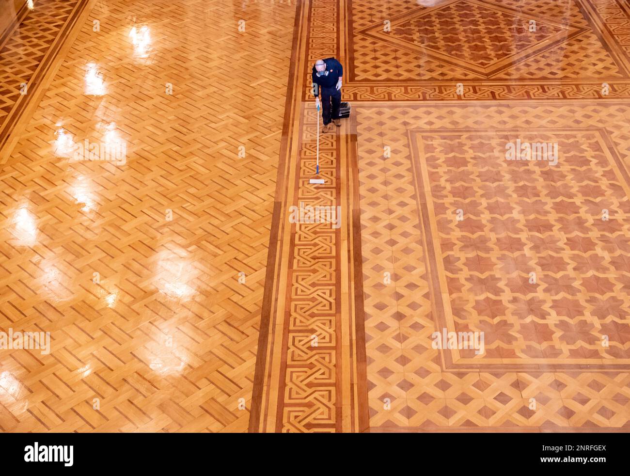 Blackpool Tower Ballroom floor undergoes it’s annual polish during a ...