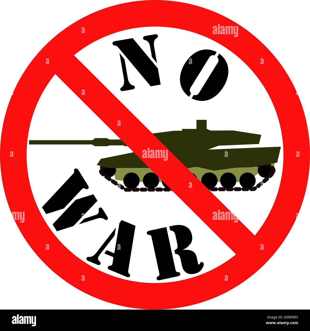Prohibition sign with tank and text no war Stock Vector Image & Art - Alamy