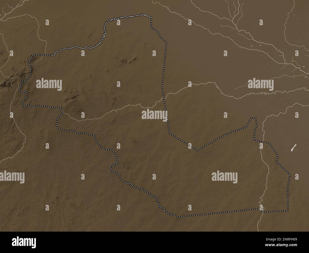 Western Bahr-el-Ghazal, state of South Sudan. Elevation map colored in ...