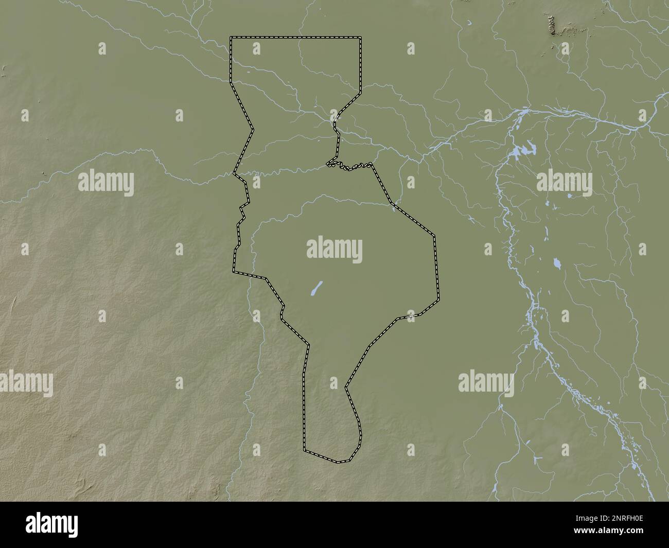 Warrap, state of South Sudan. Elevation map colored in wiki style with ...