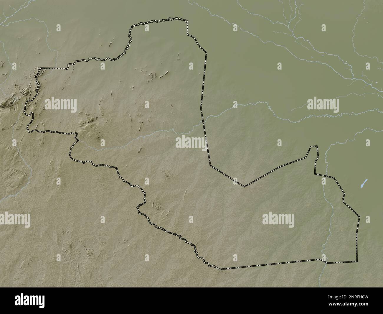 Western Bahr-el-Ghazal, state of South Sudan. Elevation map colored in ...