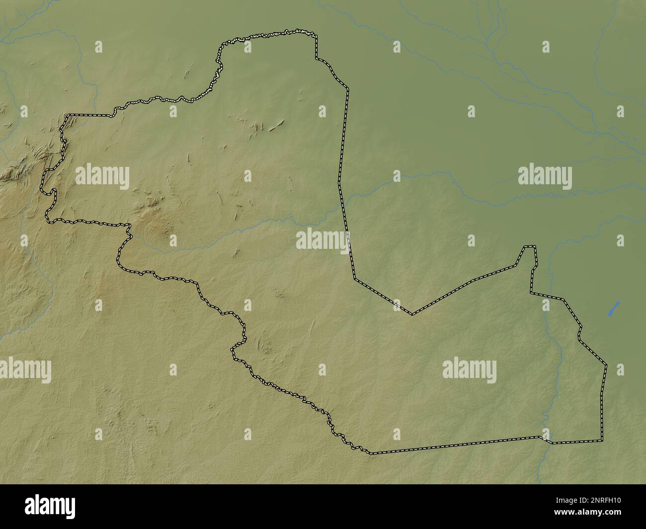 Western Bahr-el-Ghazal, state of South Sudan. Colored elevation map ...
