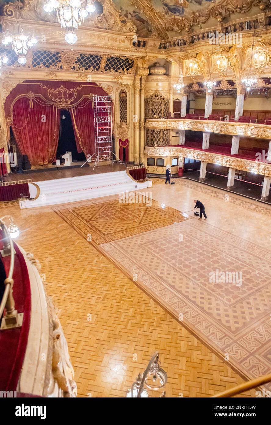 Blackpool Tower Ballroom floor undergoes it’s annual polish during a ...