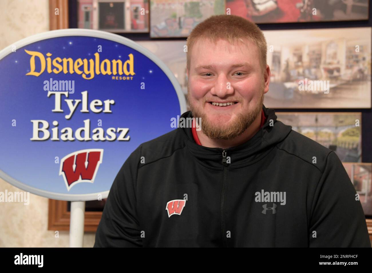 Wisconsin Badgers lineman Tyler Biadasz poses during the Disneyland ...