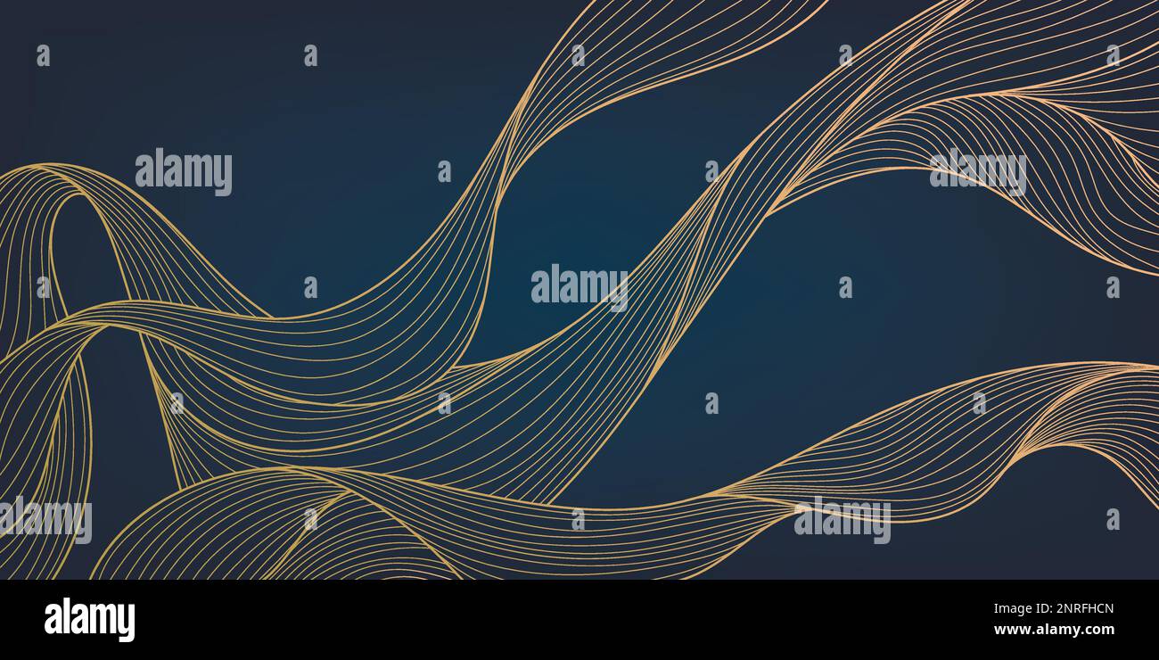 Vector abstract luxury golden wallpaper, wavy line art background ...
