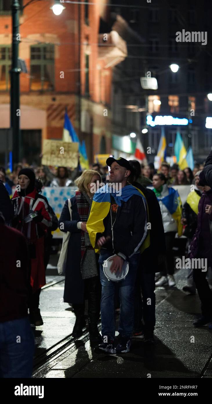 Poland,Krakow,24 February 2023,march Ukrainian refugees anniversary ...