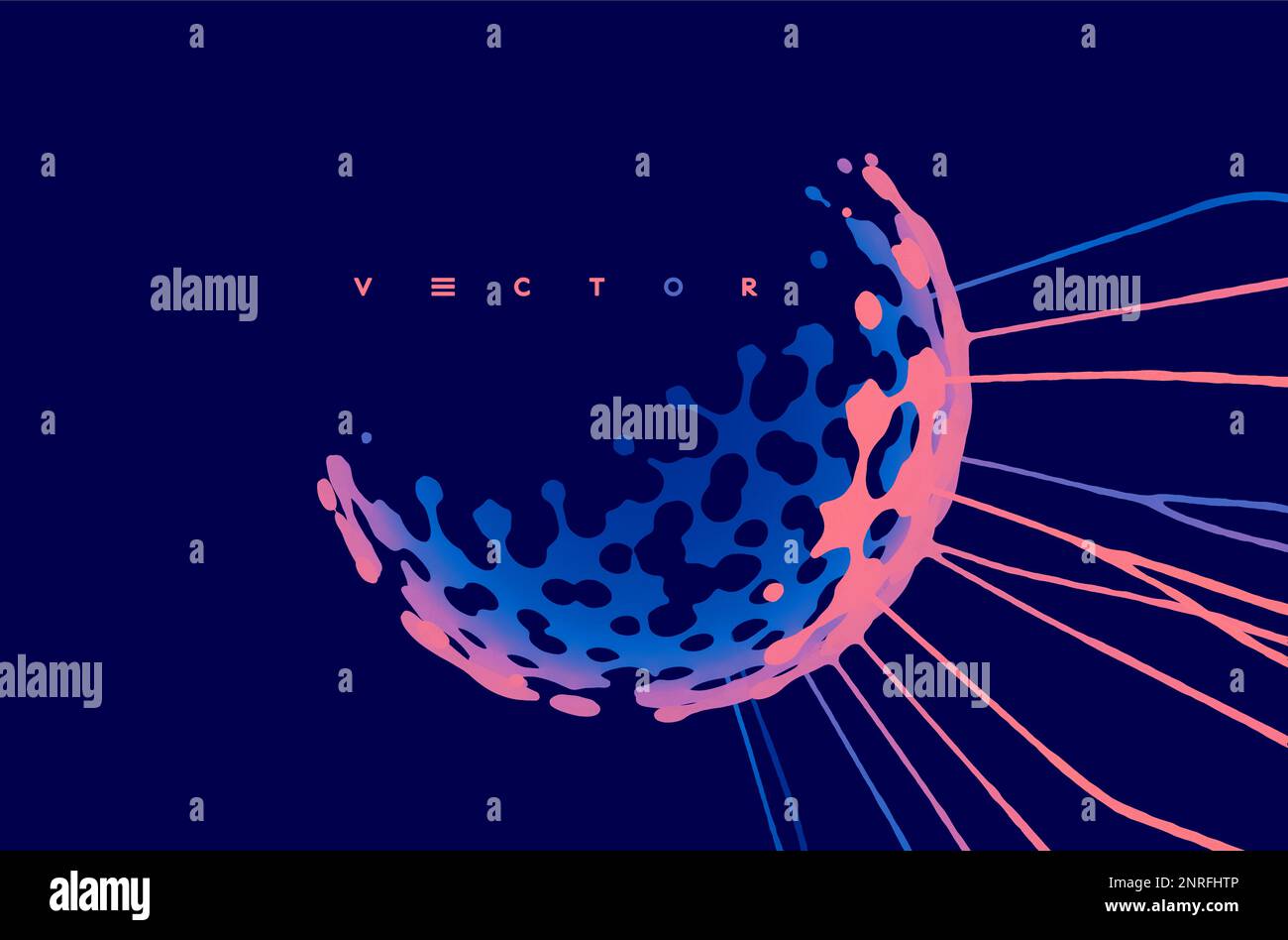 Abstract sphere with exploding rays. Nuclear power reaction. Paint splash. Cover design template ...