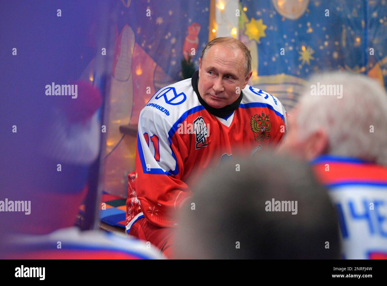 Russian President Vladimir Putin takes a break during a match of the ...