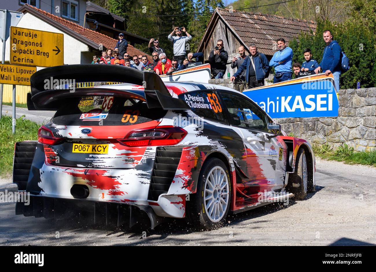 Armando Pereira in Ford Fiesta car racing on tarmac rally at WRC ...