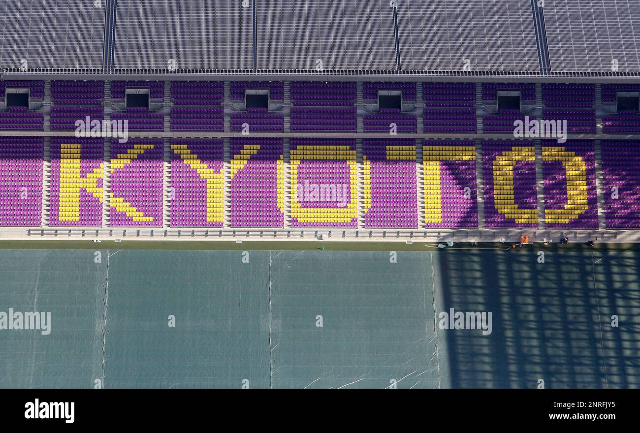 An aerial photo shows Kyoto Stadium, or Kyosera Sanga Stadium, that ...