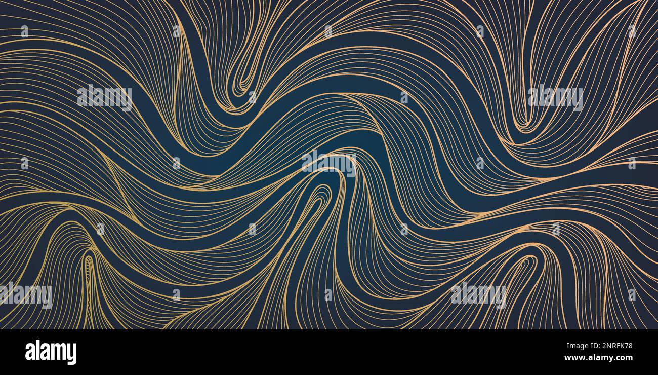 Vector abstract luxury golden wallpaper, wavy line art background ...