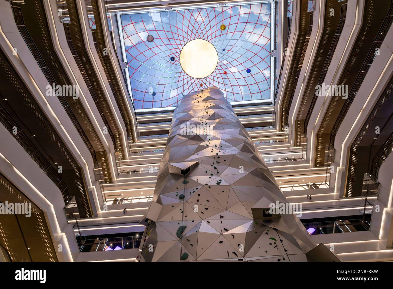 A view of the 55-meter-tall climbing wall in a refurbished department ...