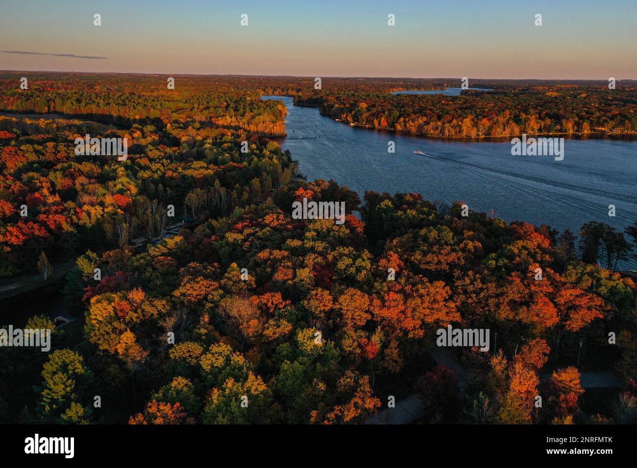Fall color in Wisconsin at sunset Stock Photo - Alamy