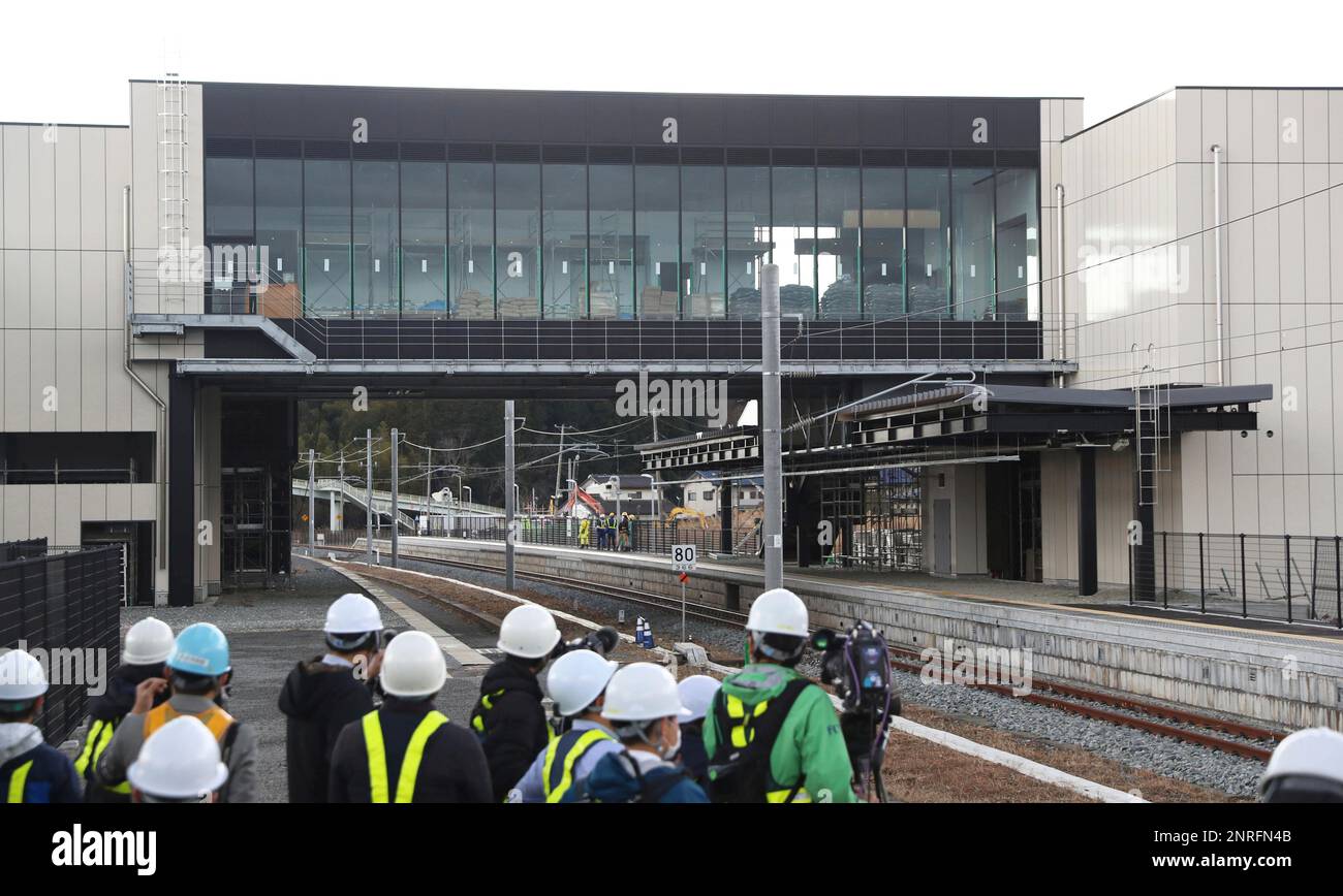 JR Futaba Station, a newly renovated, is opened to the media in Futaba ...