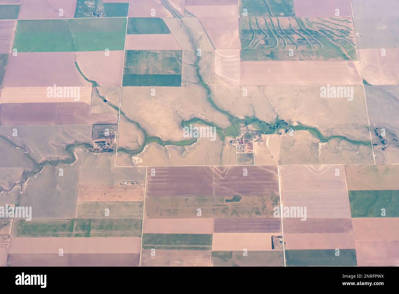 Aerial view of drought stricken farmland in the midwest USA Stock Photo ...