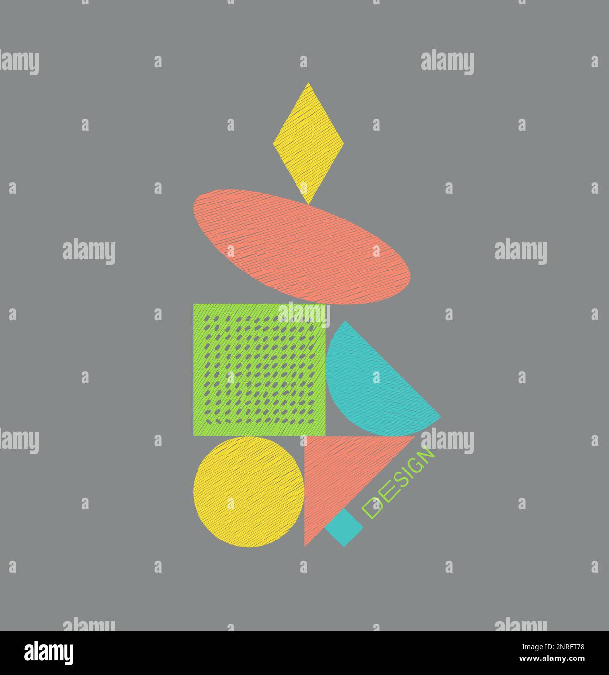 Abstract geometric composition with circle, square and triangle ...