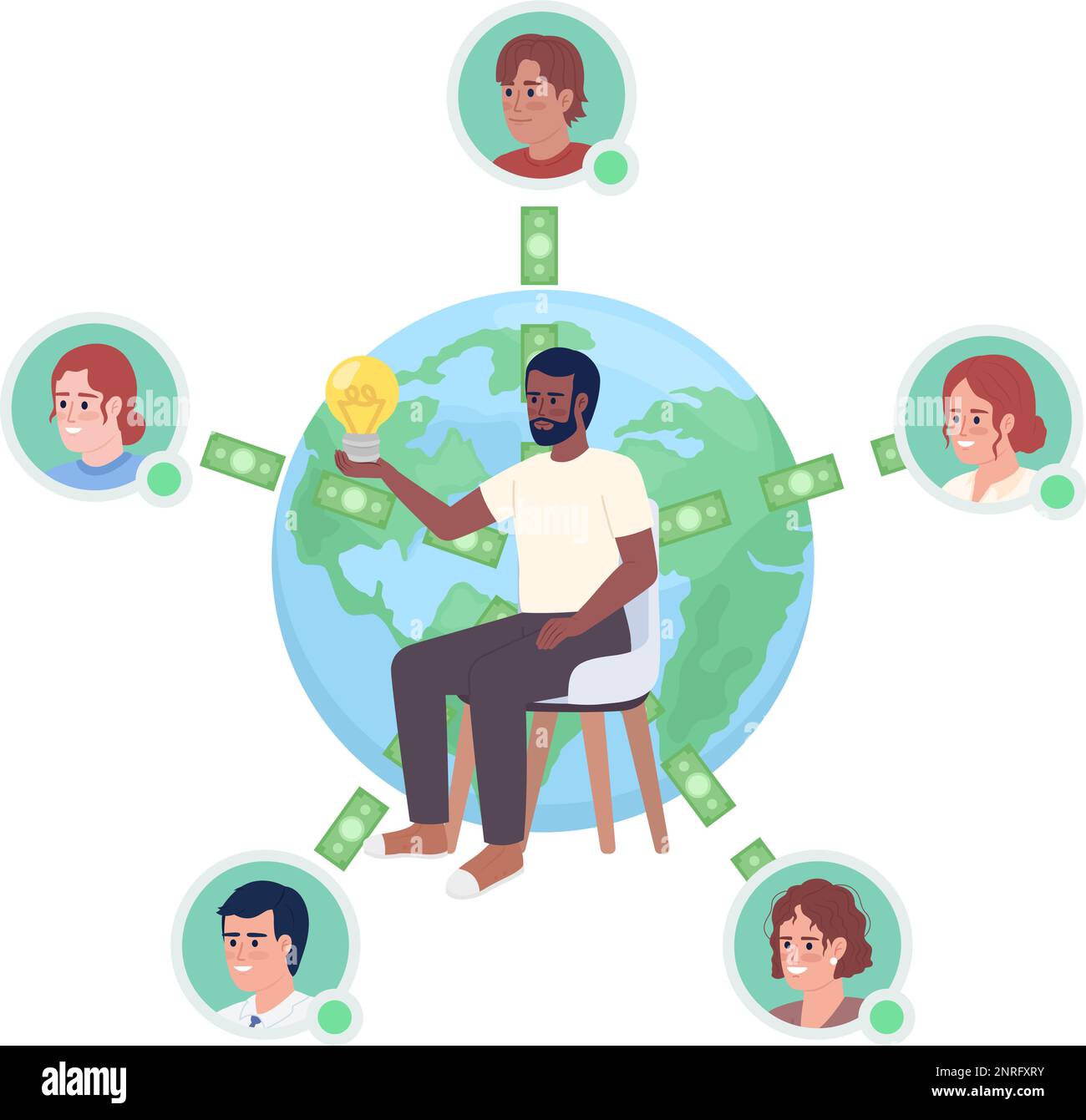 Crowdfunding platform for startups flat concept vector spot ...