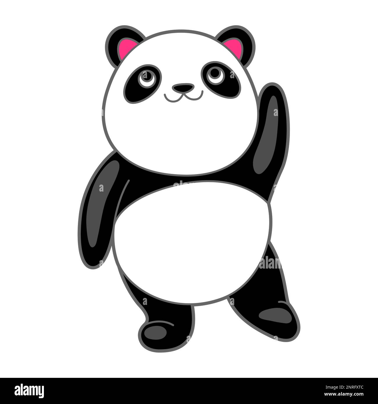 Kawaii cute illustration of little panda. Funny animal character in ...