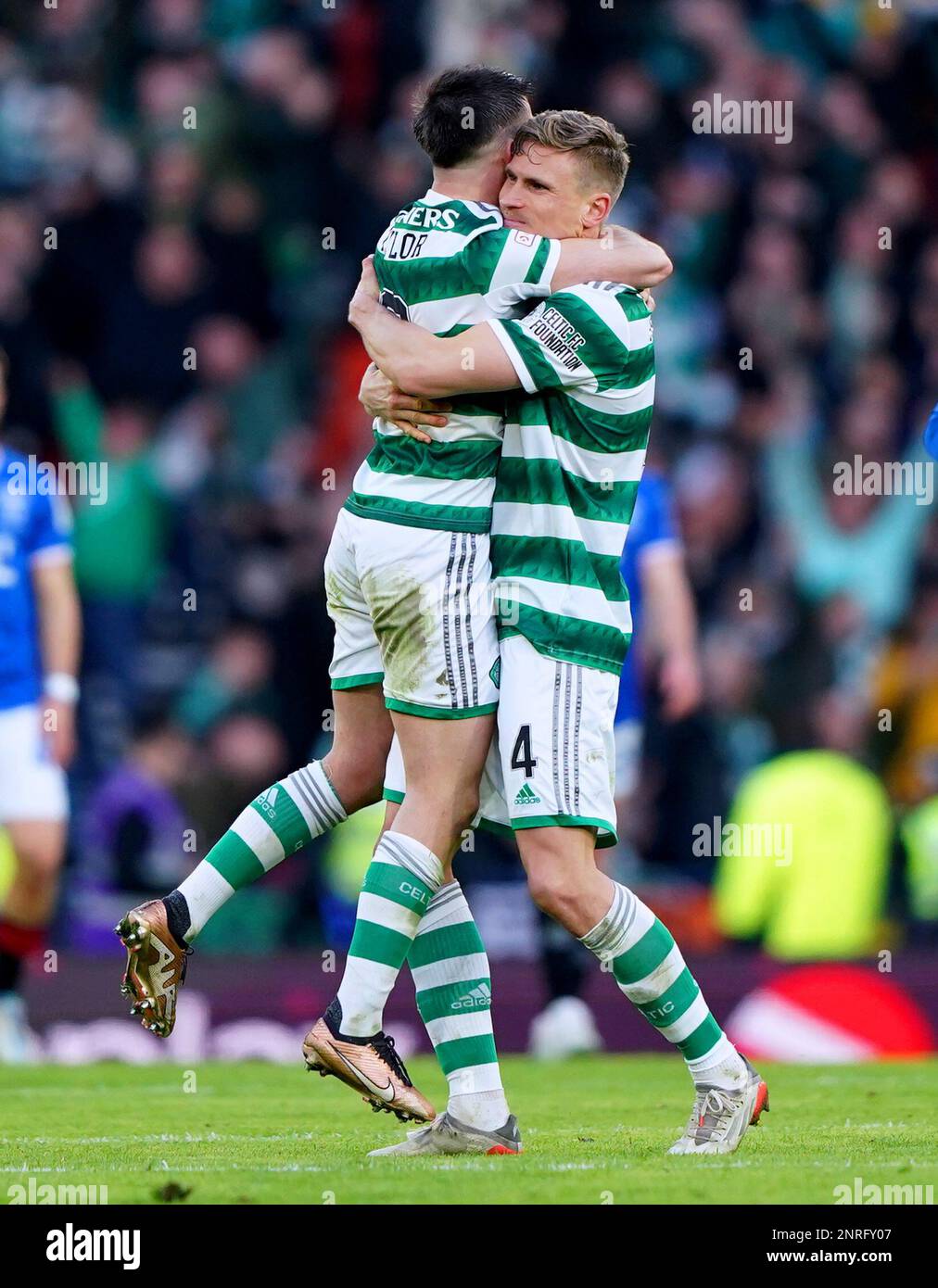 Celtic's Carl Starfelt (right) celebrates after winning the Viaplay ...
