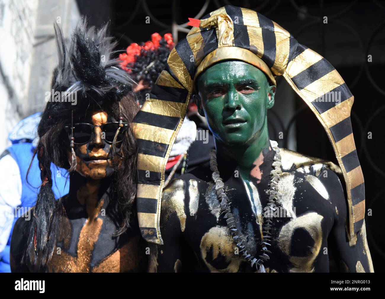El Mina, Lebanon. 26th Feb, 2023. People wearing masquerade costumes ...