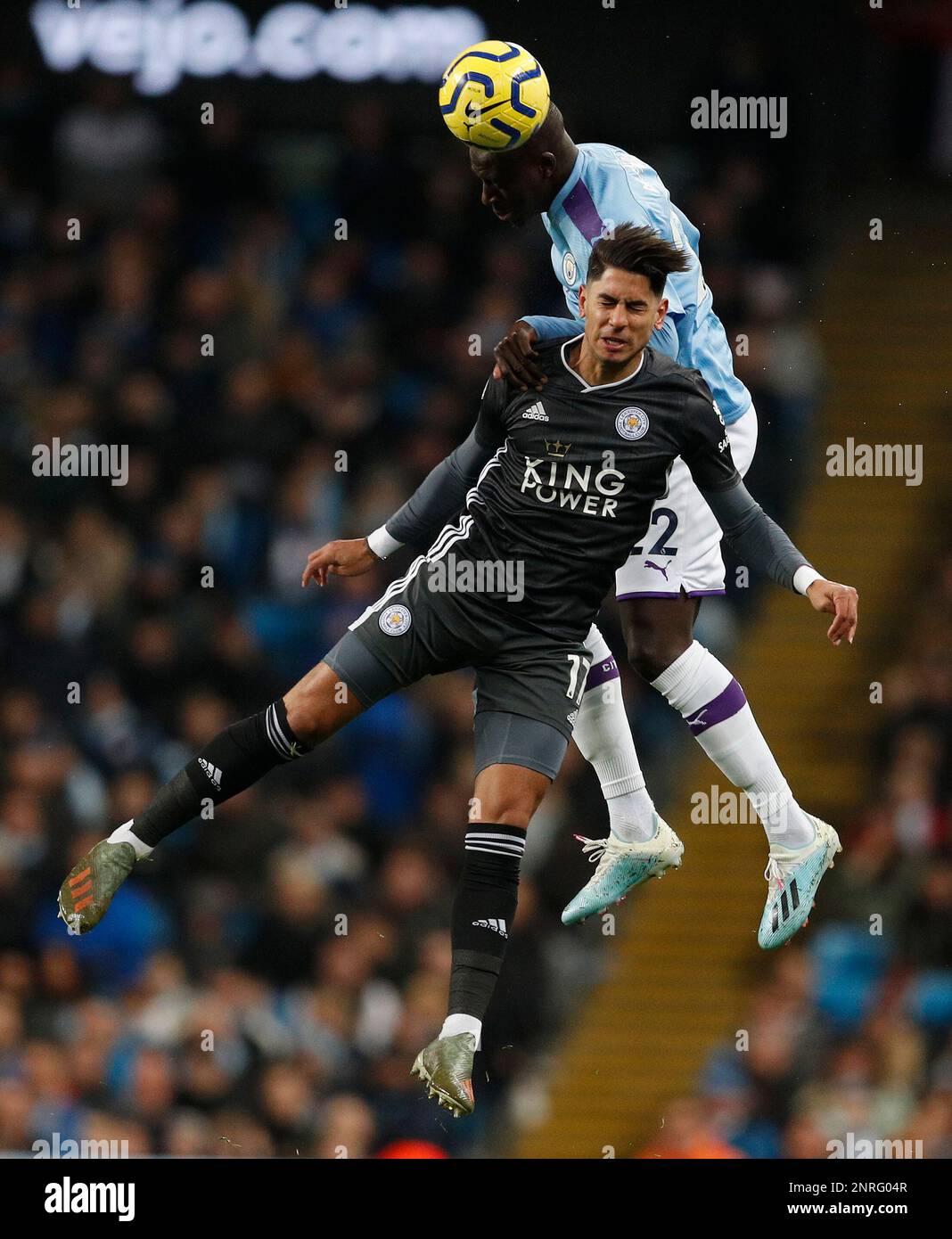 December 21, 2019, Manchester, United Kingdom: Leicester City's Ayoze Perez battles for the ball ...