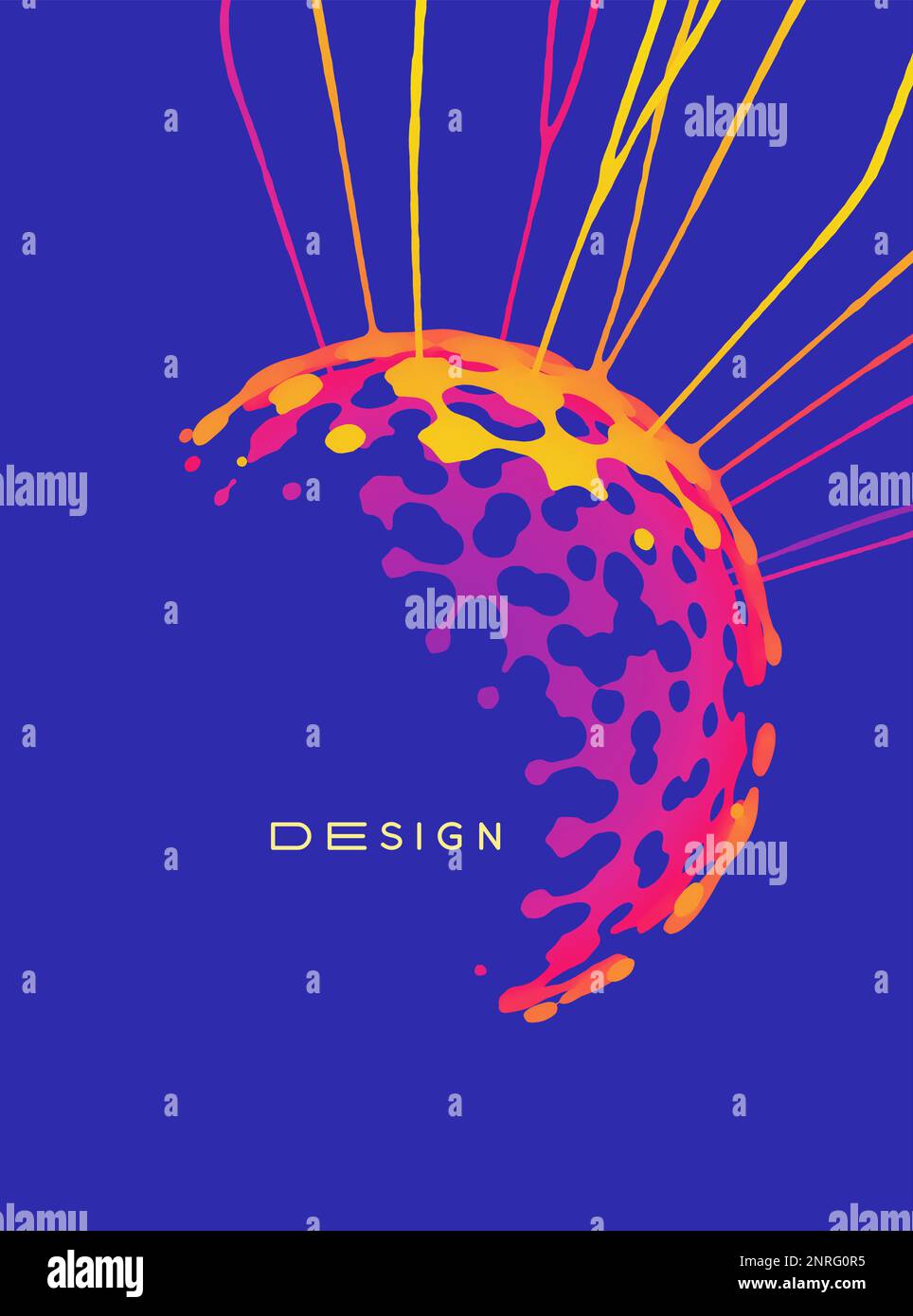 Abstract sphere with exploding rays. Nuclear power reaction. Paint ...