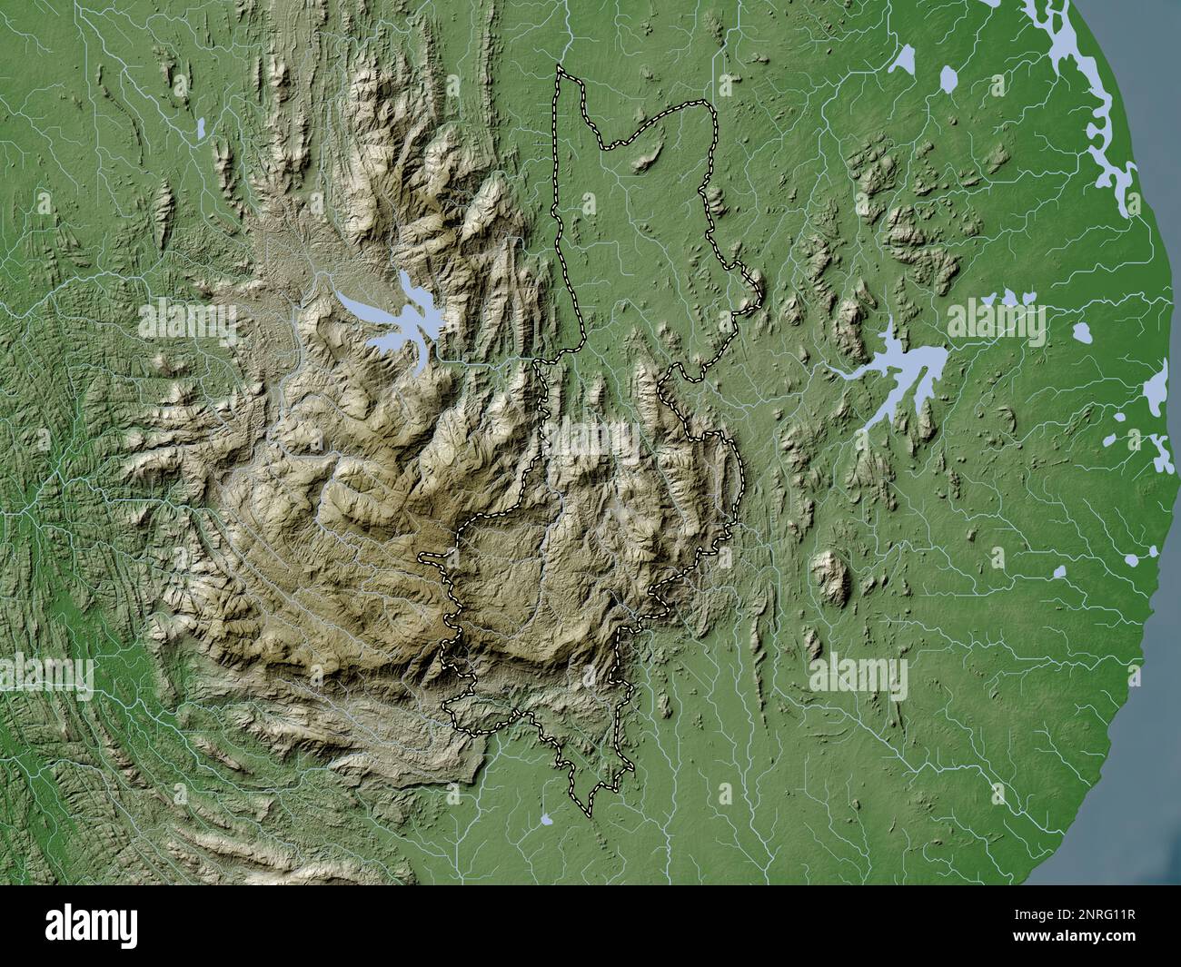 Badulla, district of Sri Lanka. Elevation map colored in wiki style ...