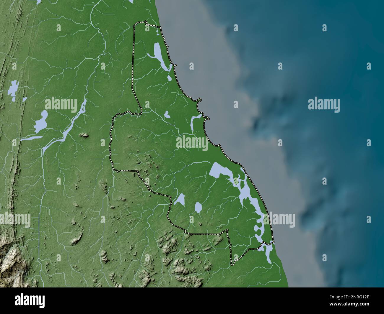 Batticaloa, district of Sri Lanka. Elevation map colored in wiki style ...
