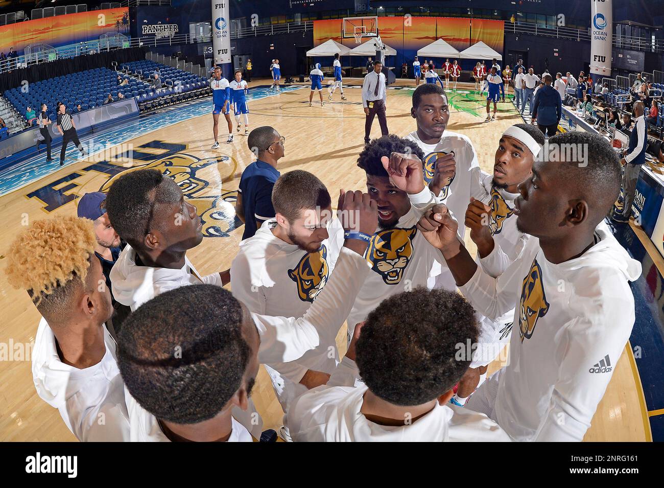MIAMI, FL - DECEMBER 19: FIU's team gathers prior to the game as the ...
