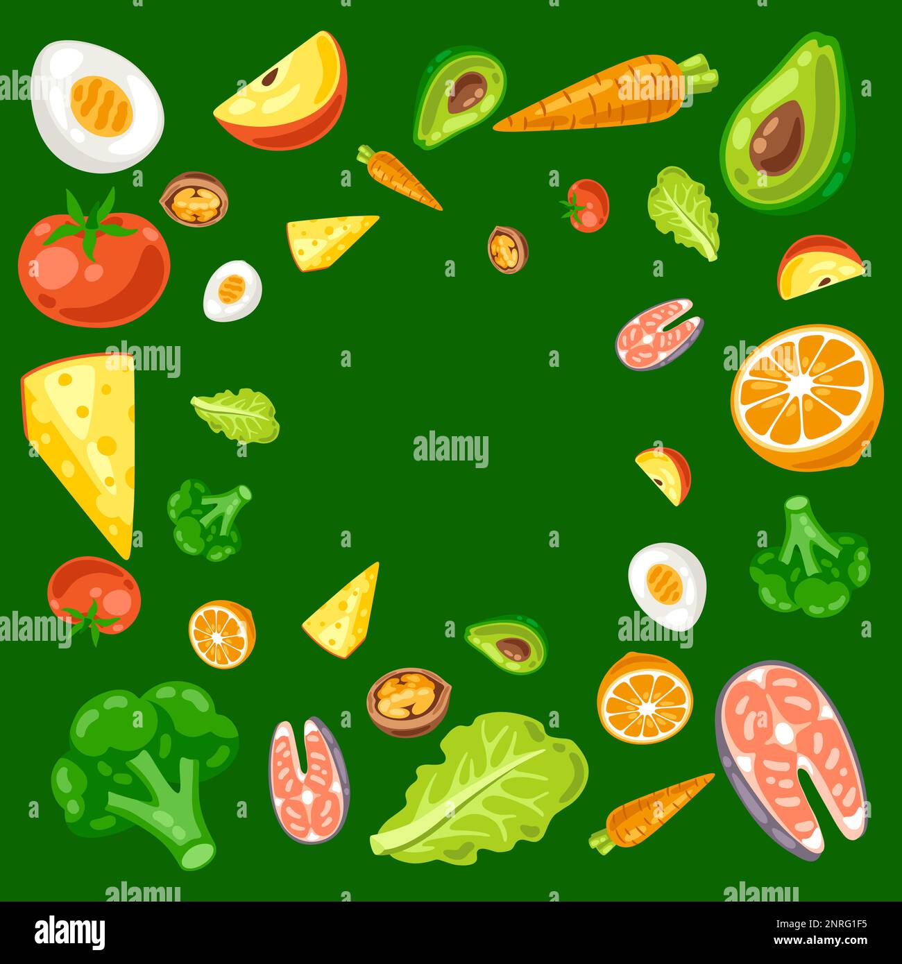 Background with healthy eating and diet meal. Fruits, vegetables and ...