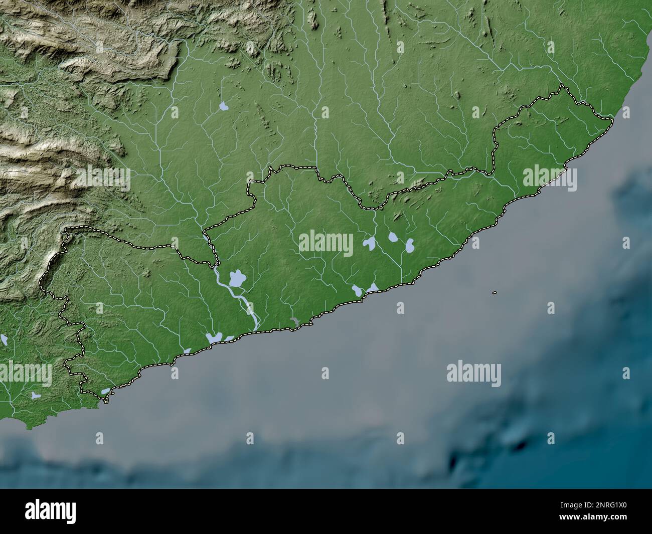 Hambantota, district of Sri Lanka. Elevation map colored in wiki style ...