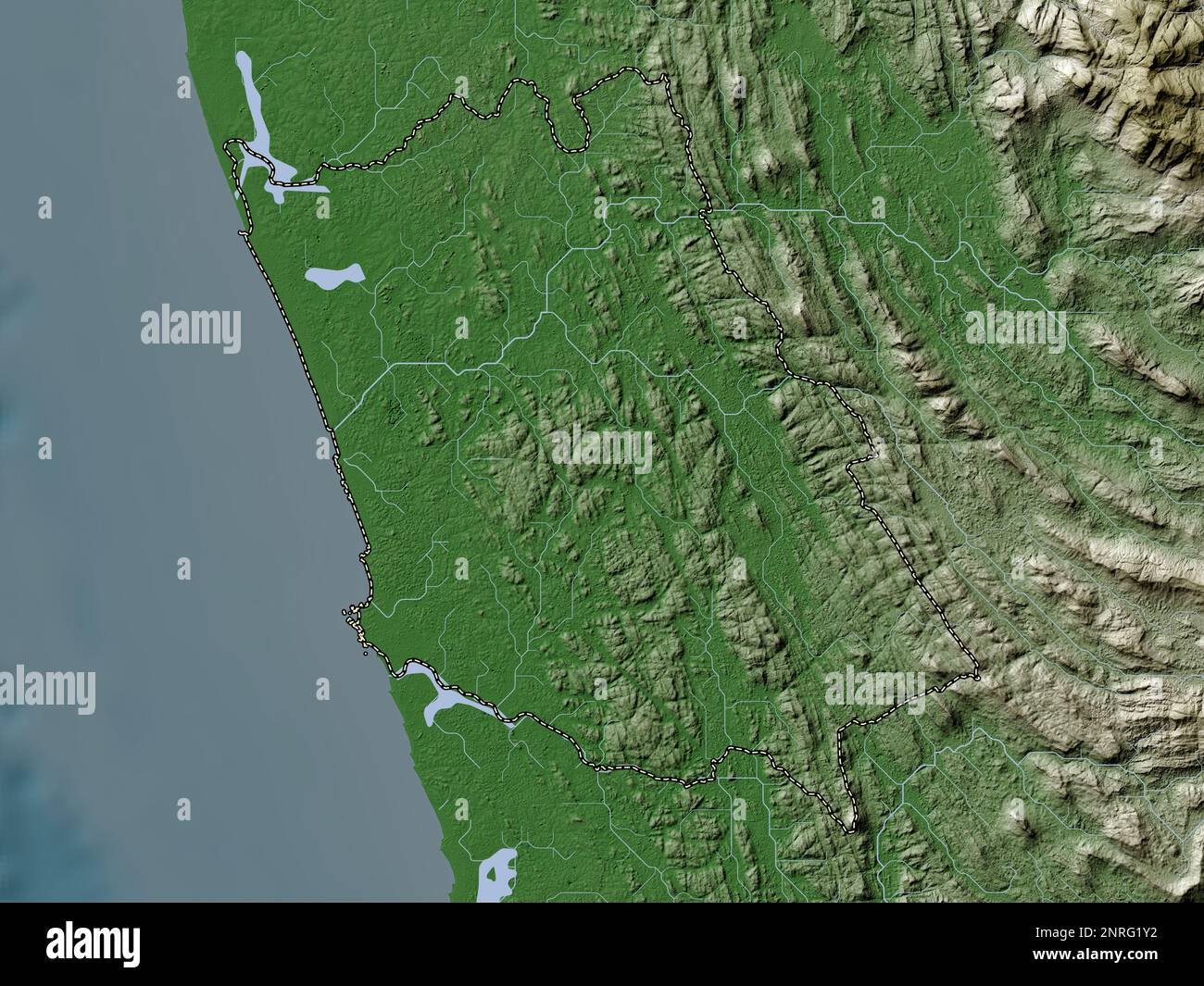 Kalutara, district of Sri Lanka. Elevation map colored in wiki style ...