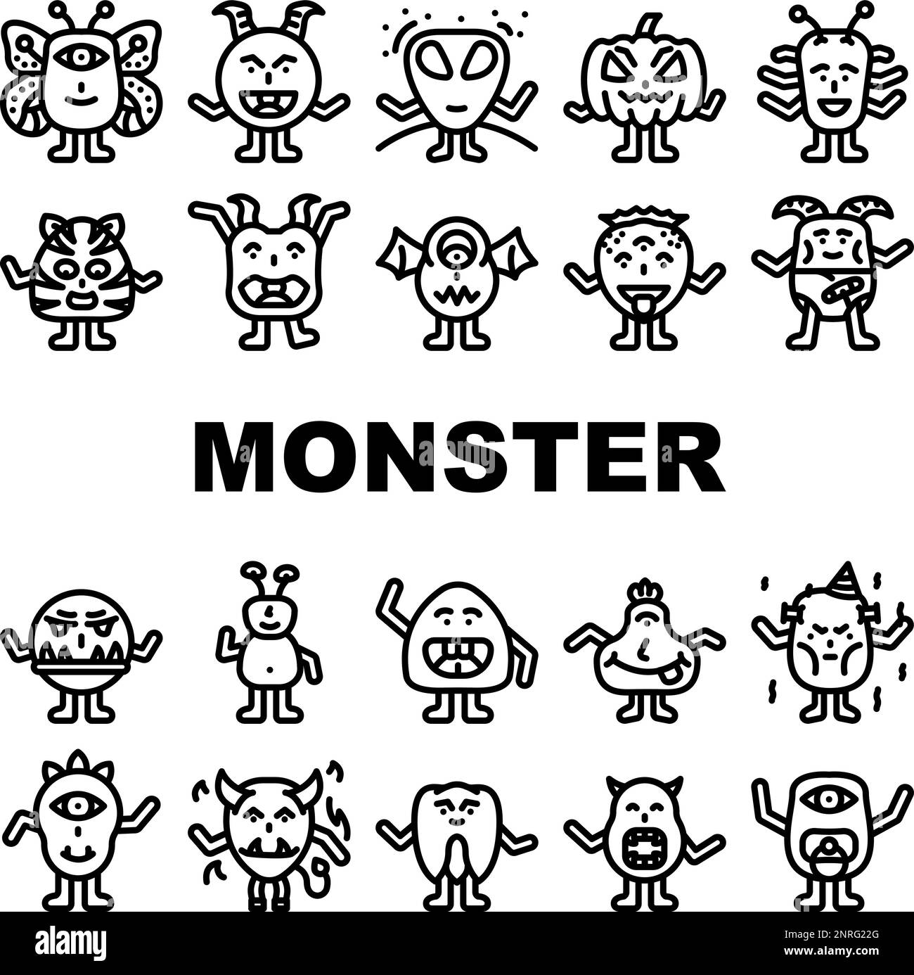 monster cute character icons set vector Stock Vector Image & Art - Alamy