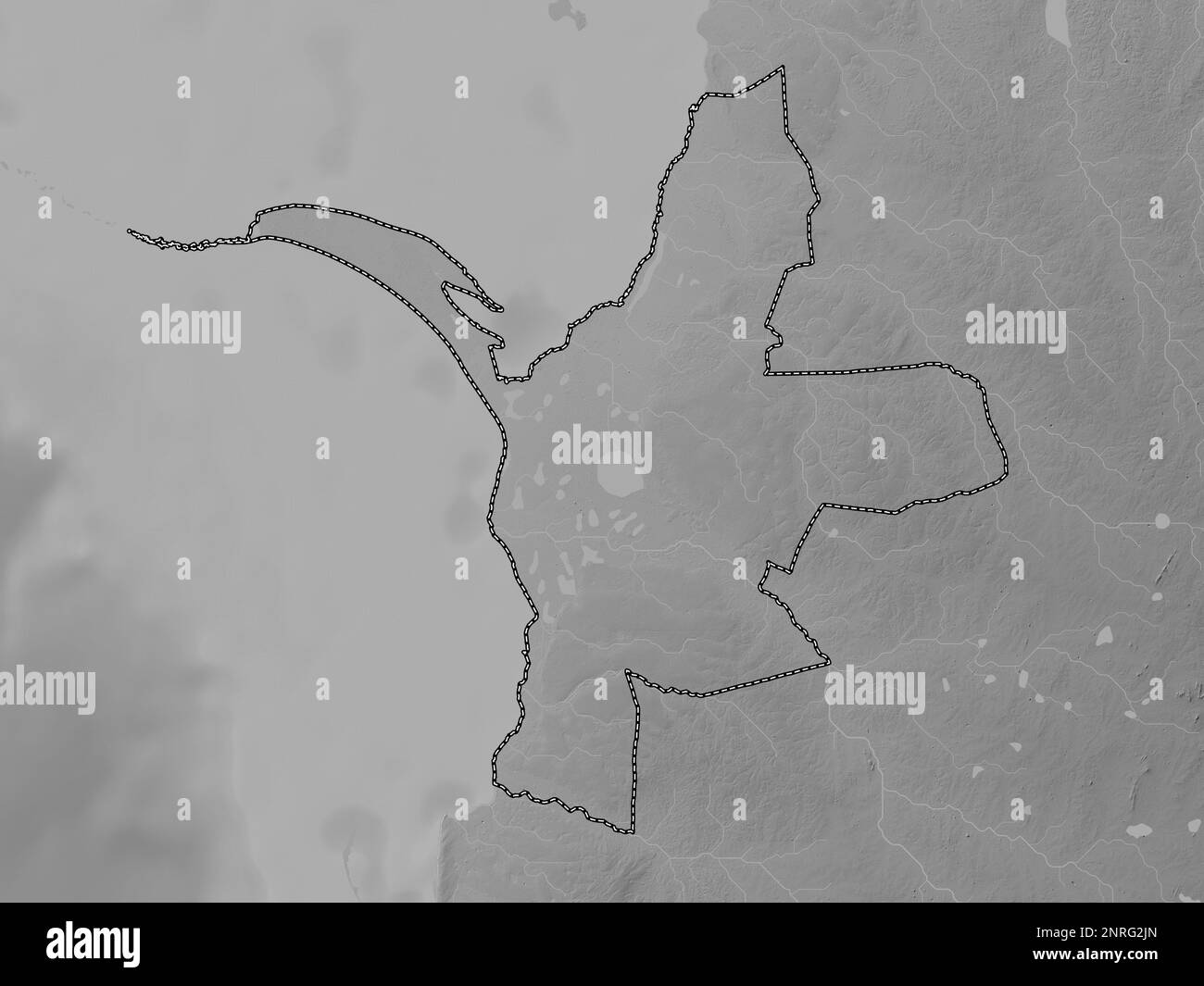 Mannar, district of Sri Lanka. Grayscale elevation map with lakes and ...