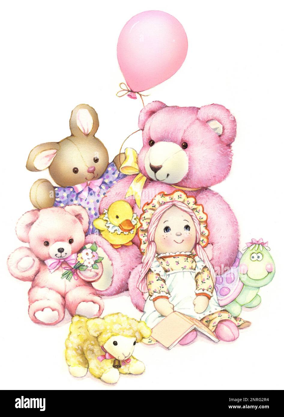 Baby-girl asleep in cradle on pink Stock Photo - Alamy