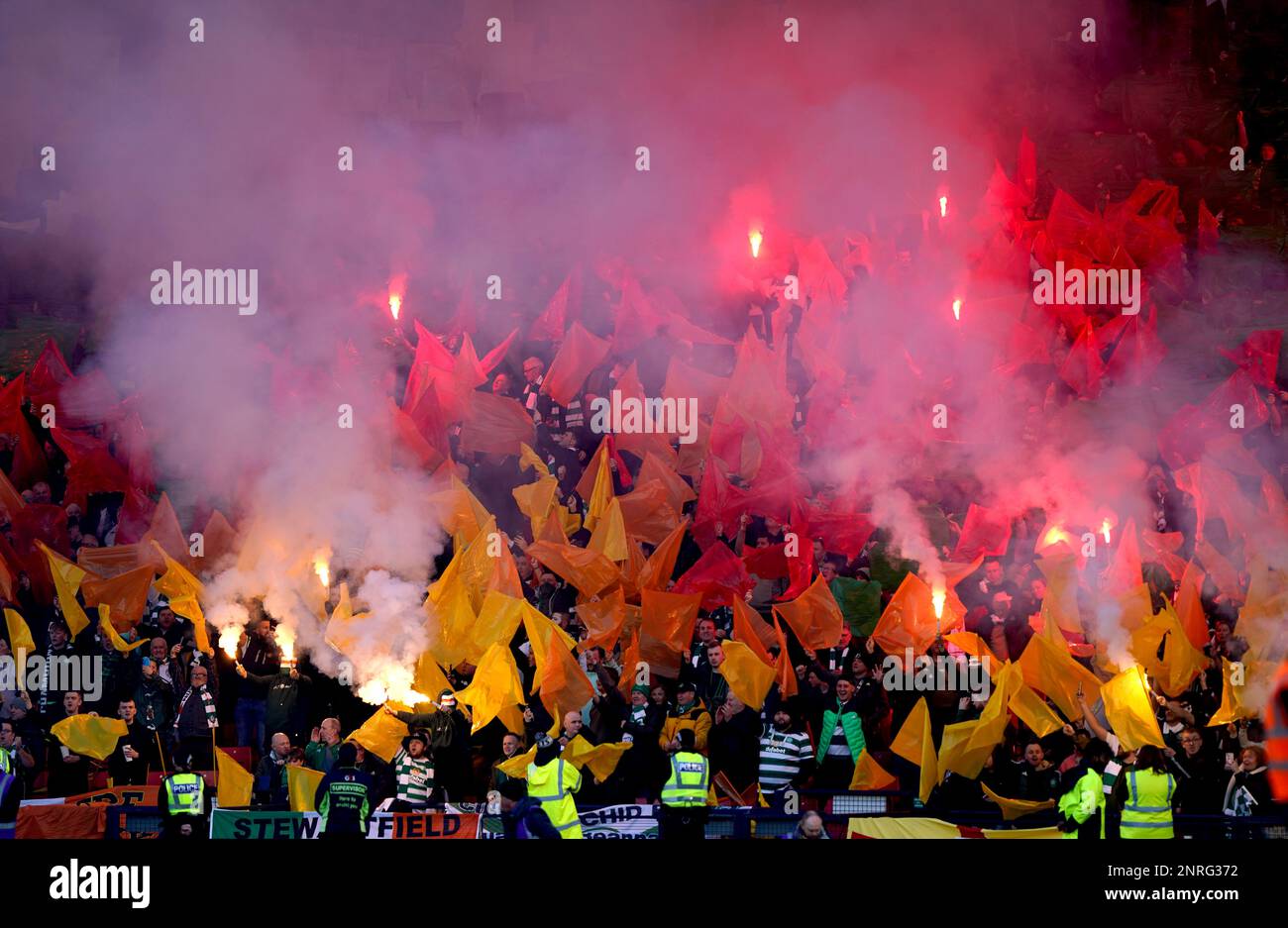 Celtic fans let off smoke flares ahead of the Viaplay Sports Cup Final ...